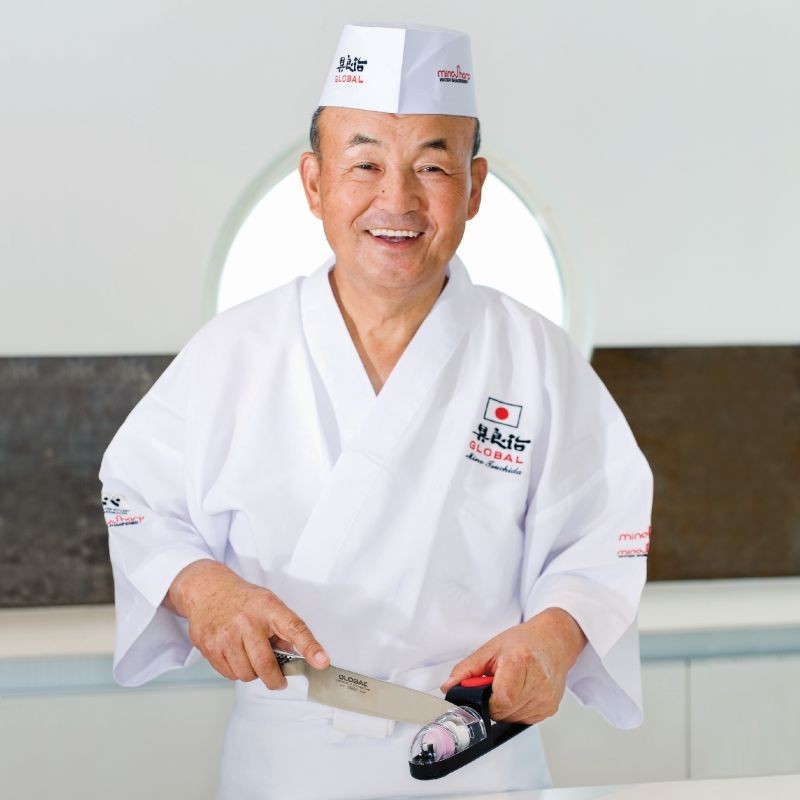 Global Nažu komplekts, Santoku un asinātājs Minosharp, VIRTUVES NAŽI ...